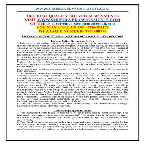 Nmims solved assignments December 2019 - 9967480770 | PDF