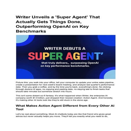 Writer Unveils a 'Super Agent' That Actually Gets Things Done ...