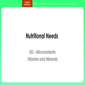 The Six Essential Nutrients: Lesson Plan And Worksheet | PDF