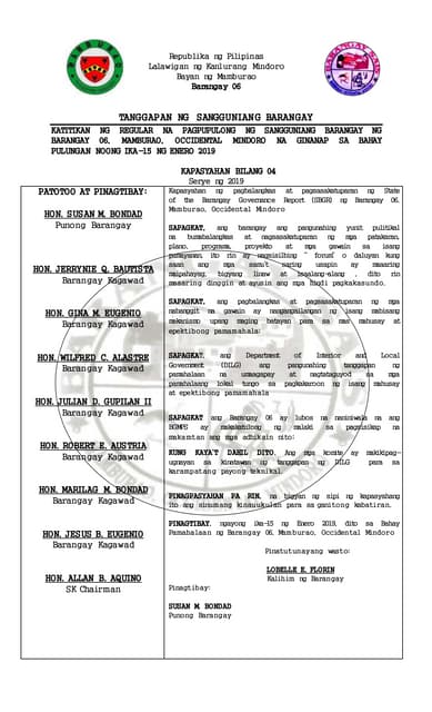 BRGY. 6 RESOLUTION NO. 30 Series of 2019 BARANGAY PEACE AND ORDER ...