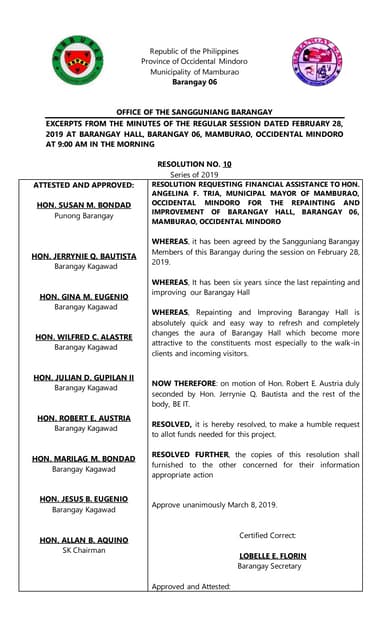 BARANGAY RESOLUTION-IS.docx | Secondary Education | Education
