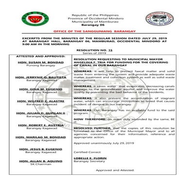 BRGY. 6 RESOLUTION NO. 28 Series of 2019 VAWC | DOCX
