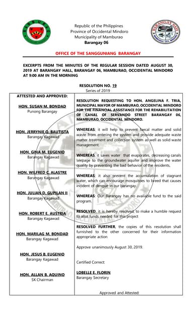 BRGY. 6 RESOLUTION NO. 30 Series of 2019 BARANGAY PEACE AND ORDER ...
