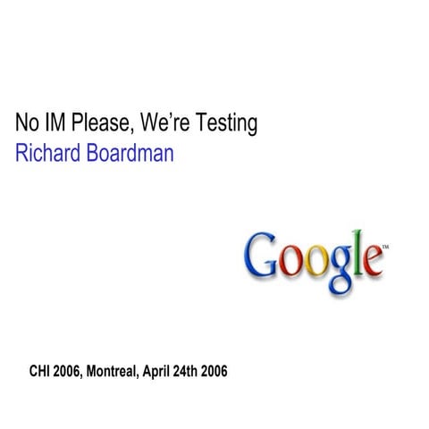 No IM Please, Were Testing | PPT