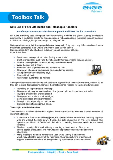 TOOLBOX TALK | lifting & rigging operations | PDF