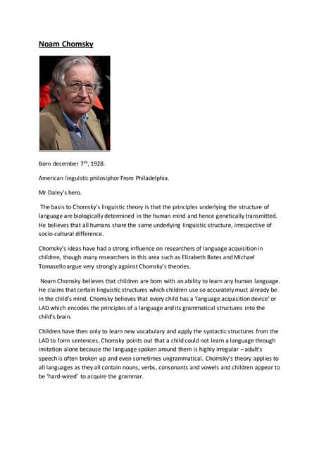 Universal grammar(ug) by noam chomsky (1) | PPT