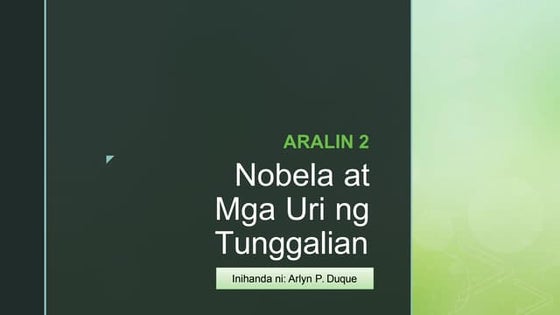 Nobela at Uri ng Tunggalian | PPSX