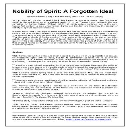 Nobility of Spirit (Rob Riemen) | PDF