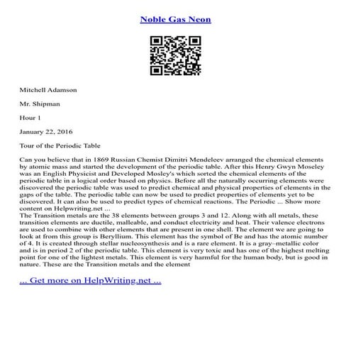 Noble Gas Neon | PDF