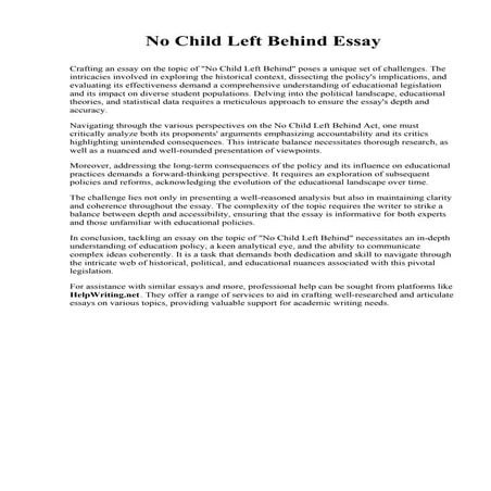 No Child Left Behind Essay | PDF