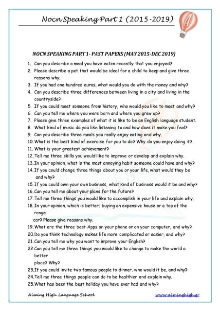 B2 speaking-topics | PDF