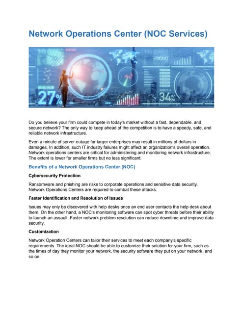 Understanding NOC Monitoring Services with Costs and Benefits in AI-NOC.docx | Computer ...