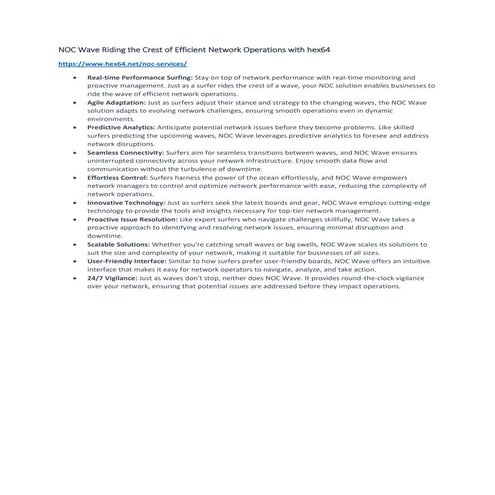 Noc Wave Riding The Crest Of Efficient Network Operations With Hex64docx 