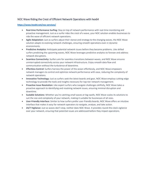 Noc Wave Riding The Crest Of Efficient Network Operations With Hex64docx