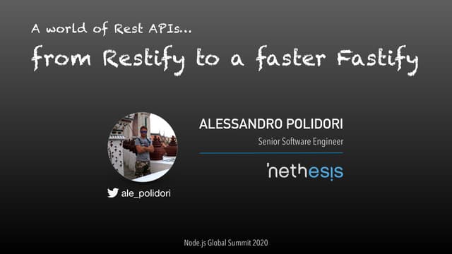 Presentation Nodejs Global Summit 2020 Online Ppt