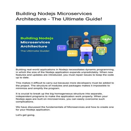 Nodejs Microservices Building Scalable And Reliable Applicationspdf