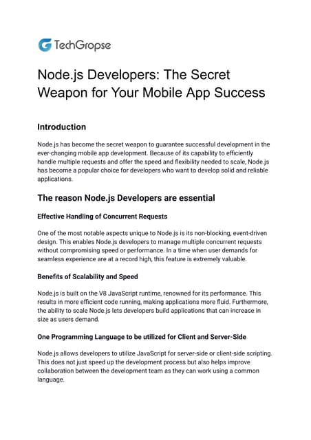 Nodejs Developers The Secret Weapon For Your Mobile App Success