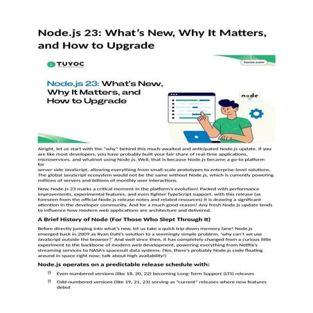 Node.js 23: What’s New, Why It Matters, and How to Upgrade | PPTX