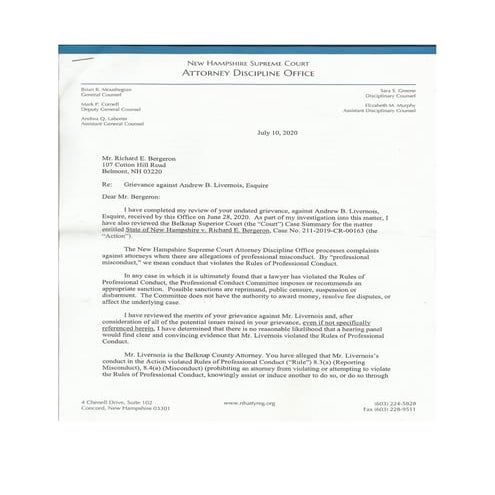 NH Attorney Discipline Committee Refuses to Docket Andrew Livernois and ...