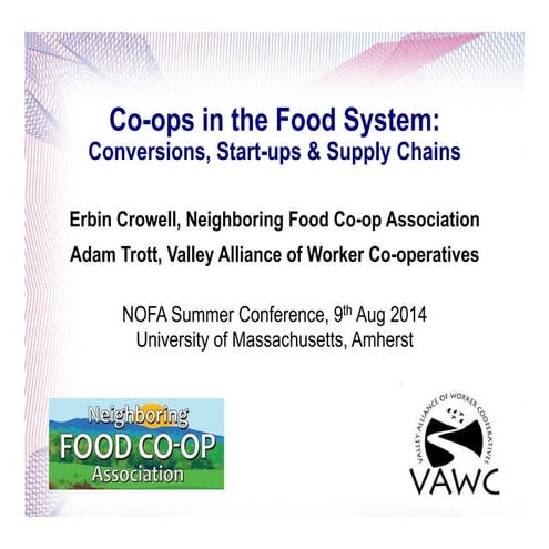 Co-ops in the Food System: Conversions, Start-ups and Supply Chains | PDF