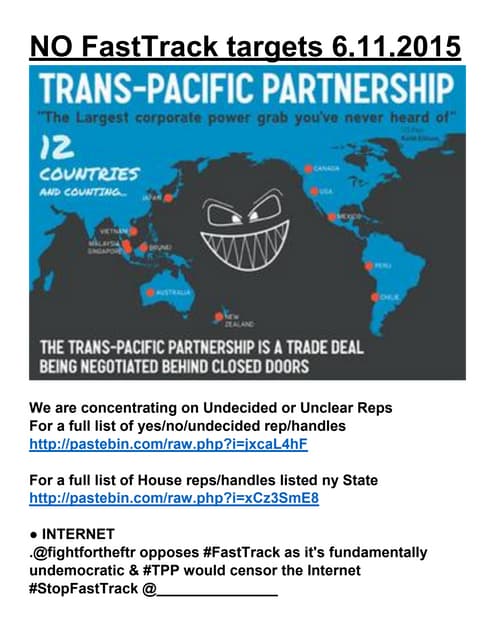 Tpp 4.21.2015 call email-tweet | TXT | Civic affairs | Politics