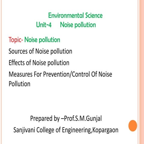 Environmental science -Noise pollution | PDF