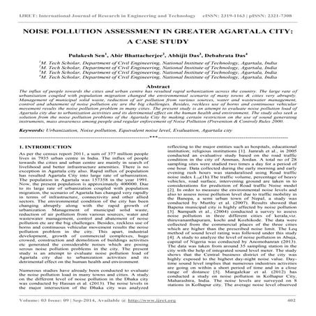 Noise pollution assessment in greater agartala city a case study | PDF ...