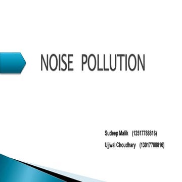 Noise pollution project For Environmenal Management (Causes, Controls ...