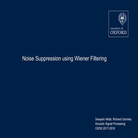 Noise suppression Algorithm | PPTX