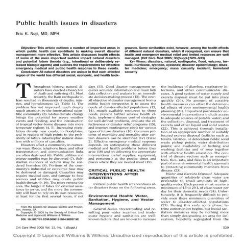 Public health issues in disasters | PDF | Infectious Diseases ...