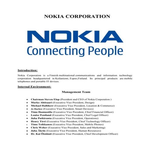 Nokia Oraganizational Design | PPTX