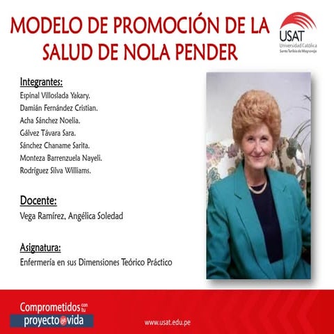 NOLA J. PENDER Modelo de promoción de la salud | PPTX