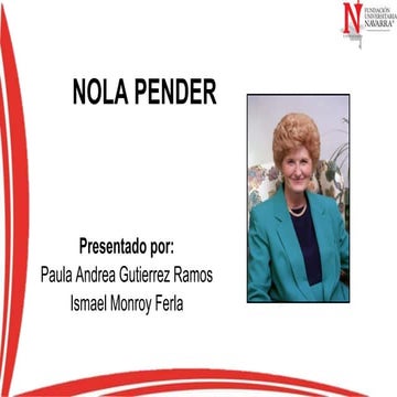 NOLA J. PENDER Modelo de promoción de la salud | PPTX