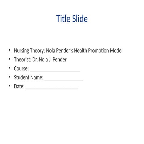 Comprehensive Overview of Nola Pender’s Health Promotion Model in ...