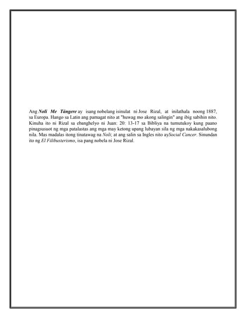 Fil noli-me-tangere kabanata 1-64 | DOC