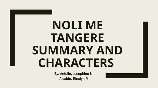 Noli me tangere characters | PPTX