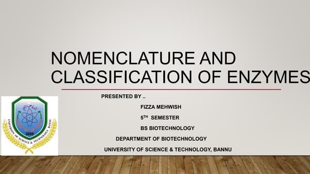 Nomenclature And Classification Of Enzyme Ppt