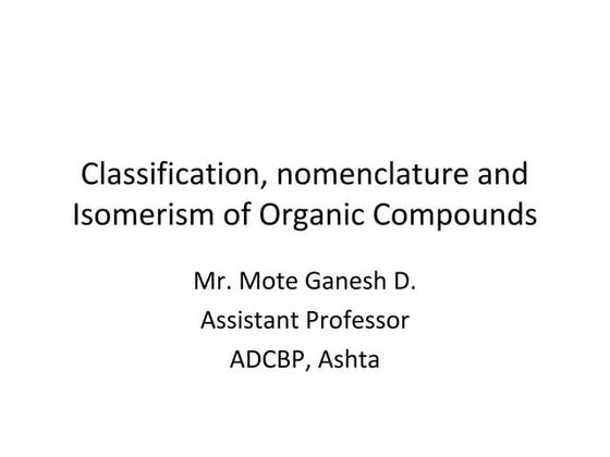 Classification of organic compounds | PDF