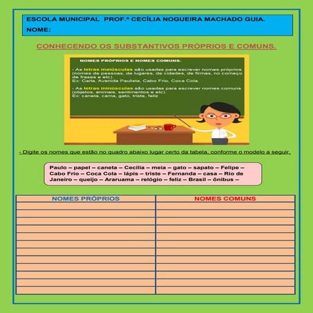 Nomes próprios e comuns | DOCX
