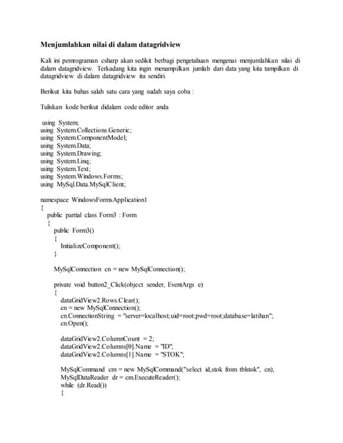 Membuat Form Datagrid | PDF