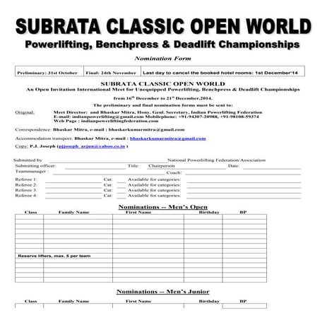 Nomination form of_subrata_classic international powerlifting ...