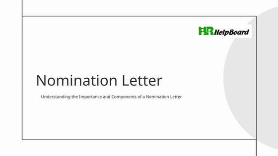 Nomination Letter, Nomination Letter Sample | PPT