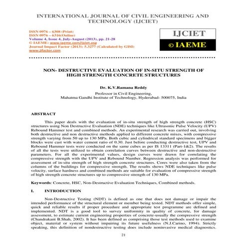 Non destructive evaluation of in-situ strength of high strength concrete | PDF