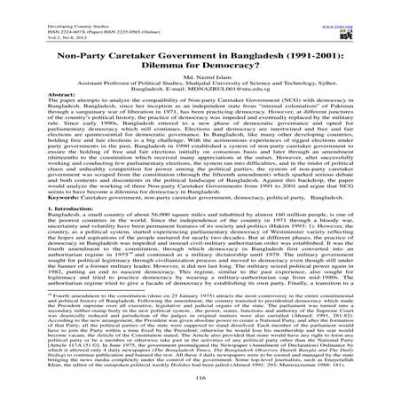 Non party caretaker government in bangladesh (1991-2001) | PDF