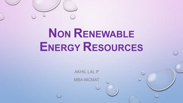 Renewable and Nonrenewable Energy Resources | PPT