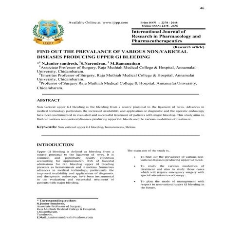 Non variceal upper gi bleeding ijrpp | PDF