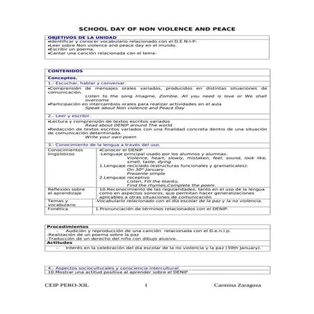 Non Violence And Peace Day 1 | PDF