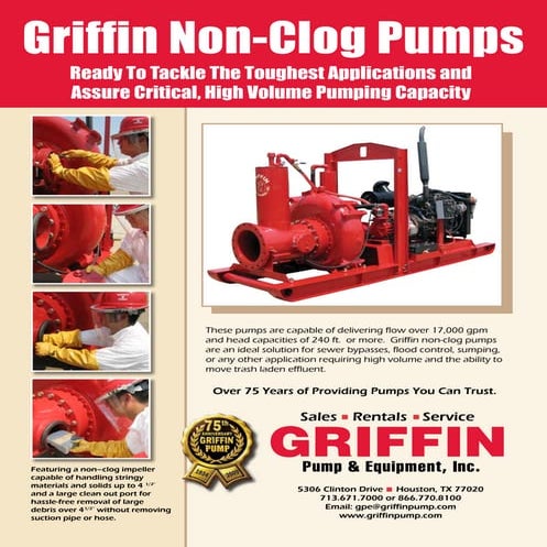 Non-clog dewatering pump cut sheet created in Adobe InDesign by Terry S ...