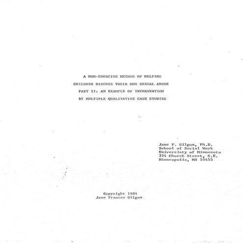 A Non-Coercive Method of Helping Children Discuss Their own Sexual ...