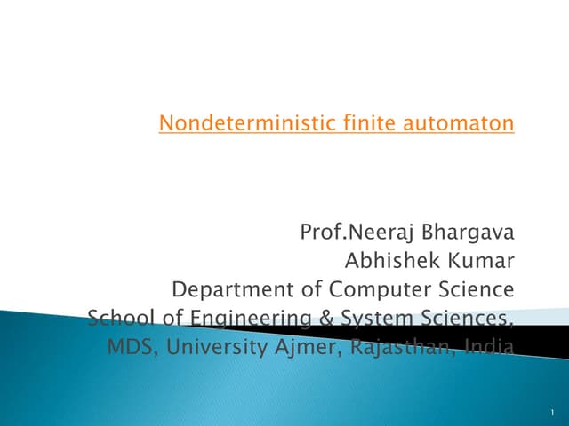 Nondeterministic Finite Automaton Ppt